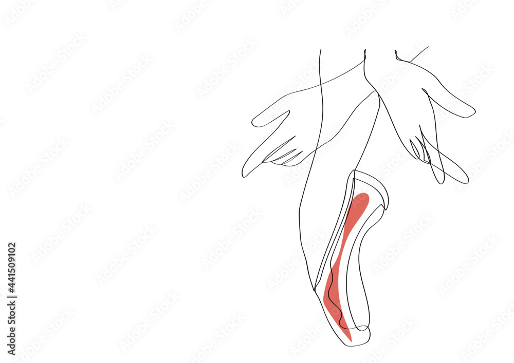 Ballet Pointe shoes continuous line drawing, Minimalism vector ...