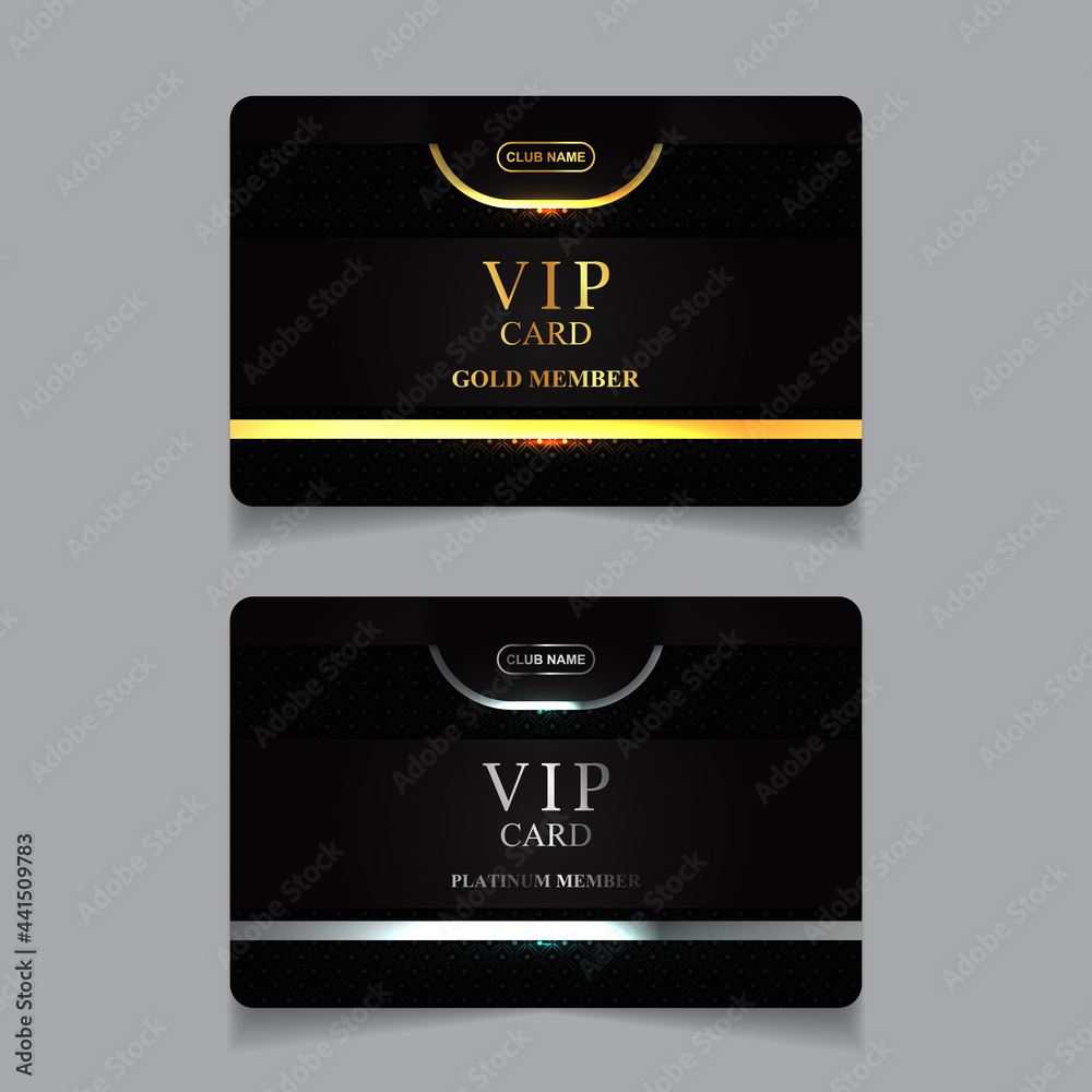 Vector VIP golden and platinum card. Black geometric pattern background ...