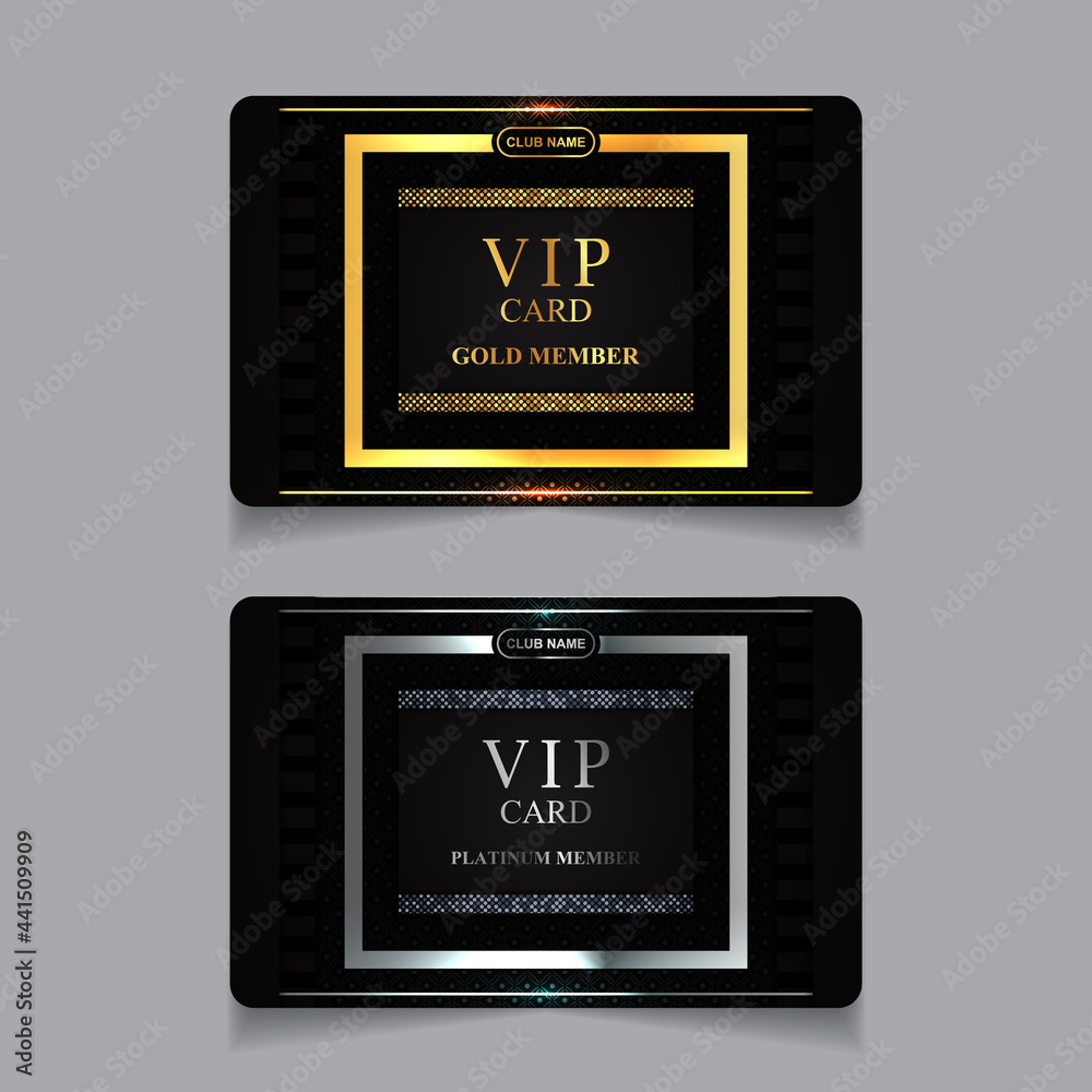 Vector VIP golden and platinum card. Black geometric pattern background ...