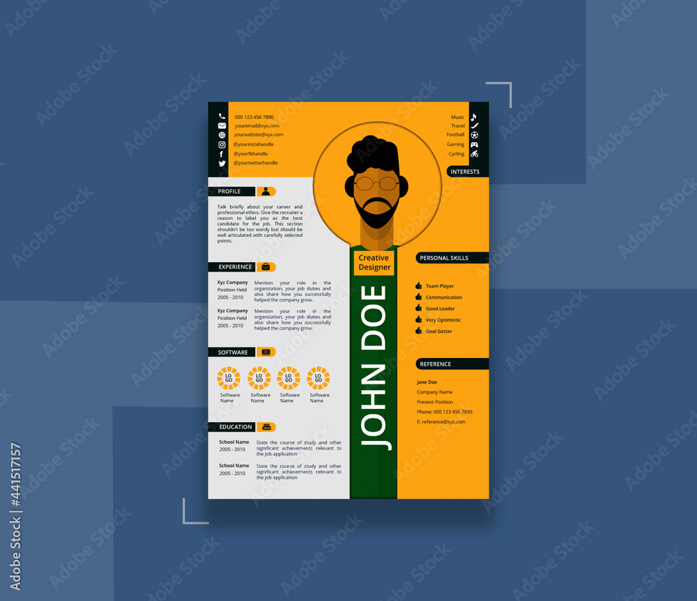 Creative modern resume design Stock Vector | Adobe Stock