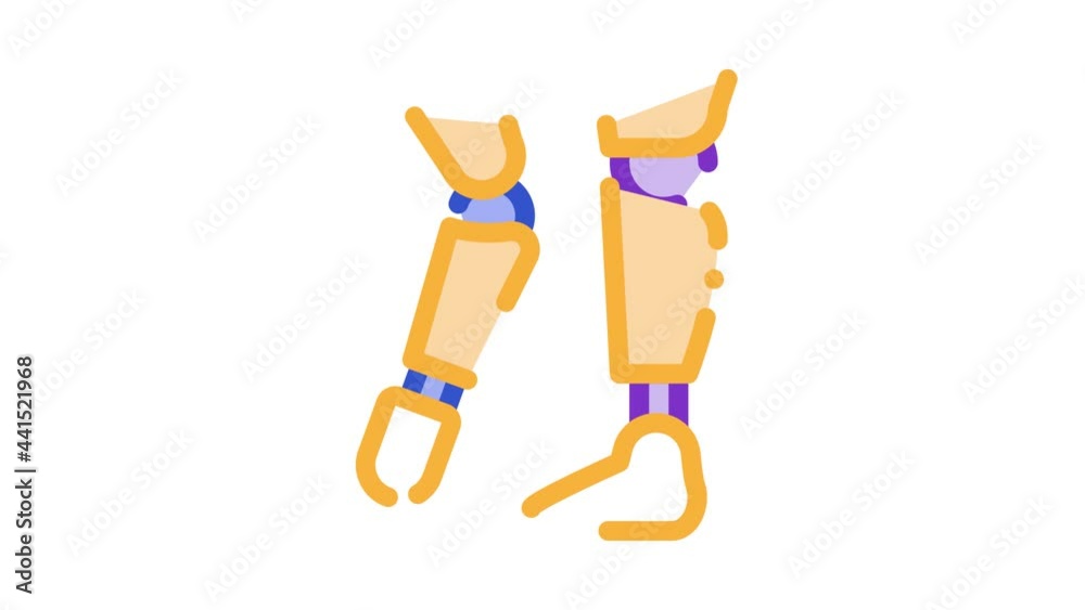 Prosthetics Of Arms And Leg Orthopedic animated icon on white ...