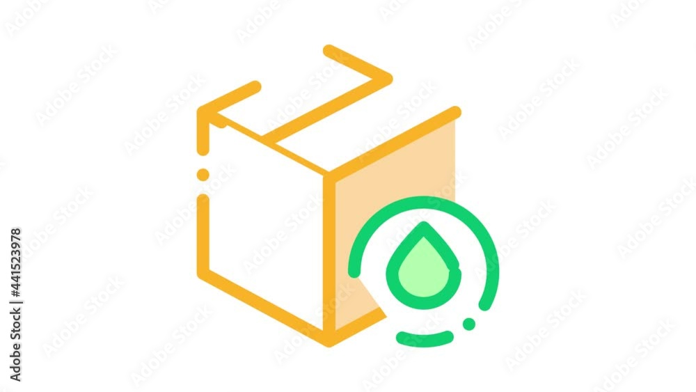 Closed Carton Box With Plant Leaf animated icon on white background ...