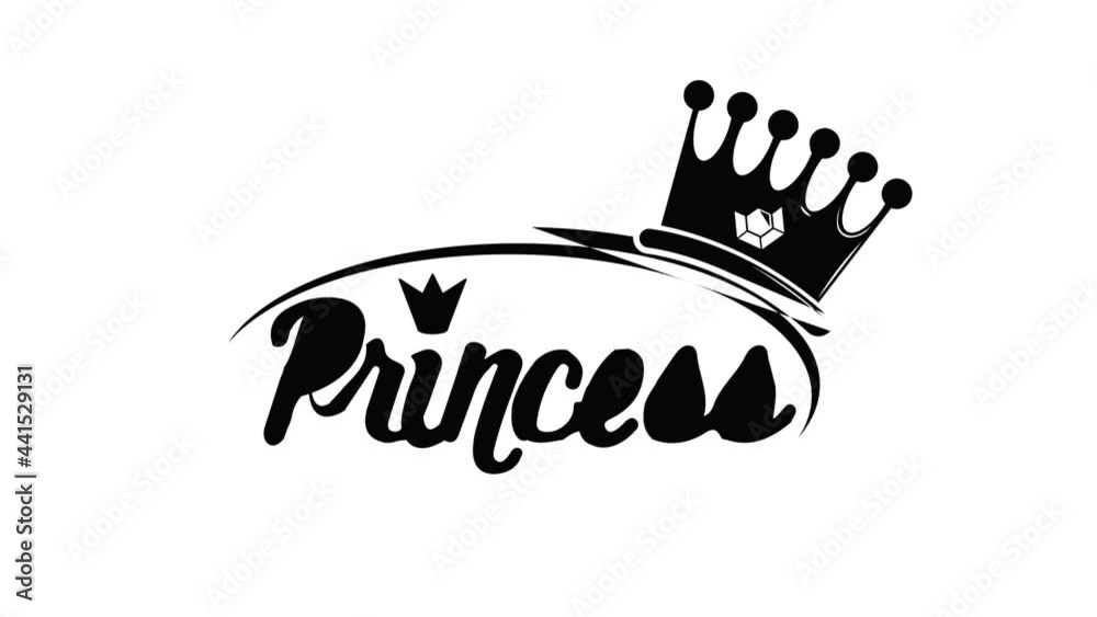 Word princess crown icon animation simple best object on white Stock ...