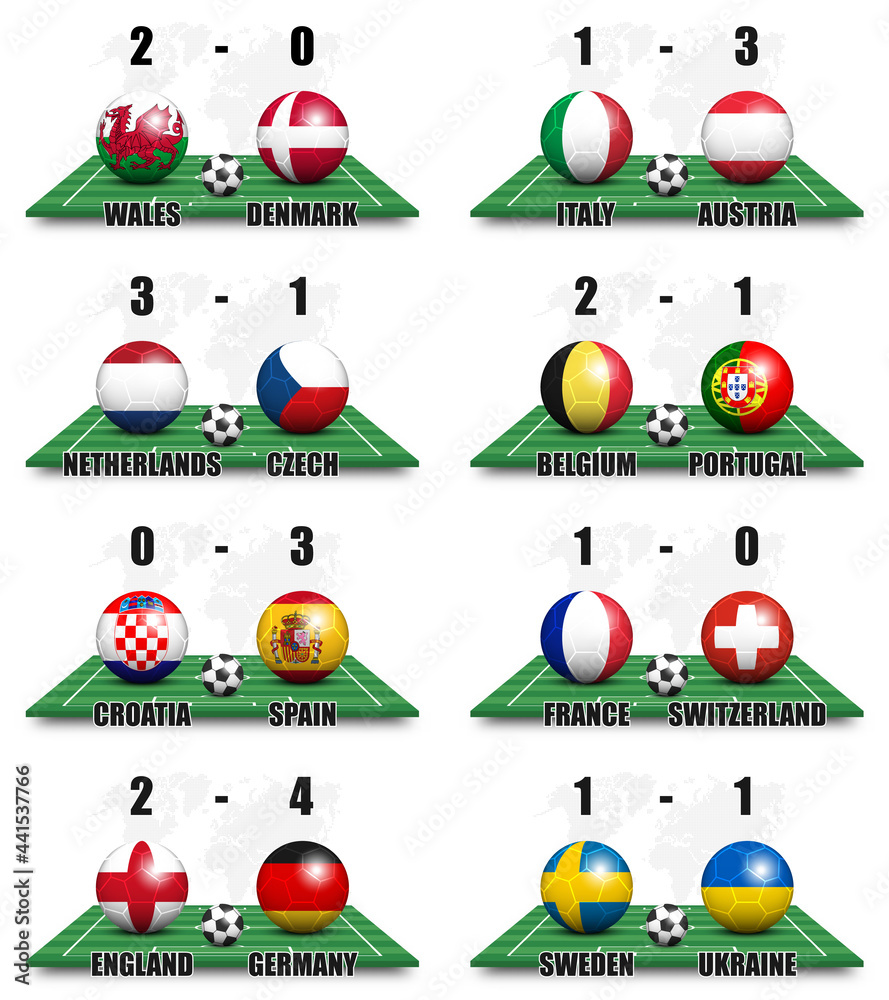 Round of 16 Team tournament european soccer cup championship . Ball ...