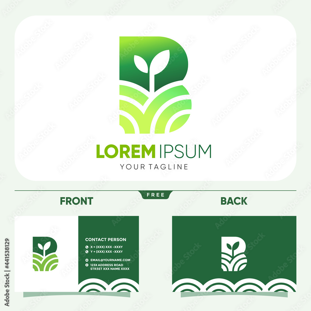 Initial Letter B Agriculture Logo Design Vector Graphic Icon Emblem ...