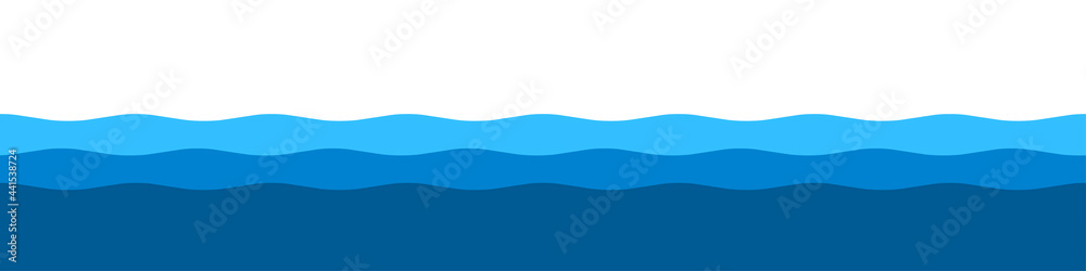 Water waves background. Sea, ocean or river concept. Flat style. Vector ...