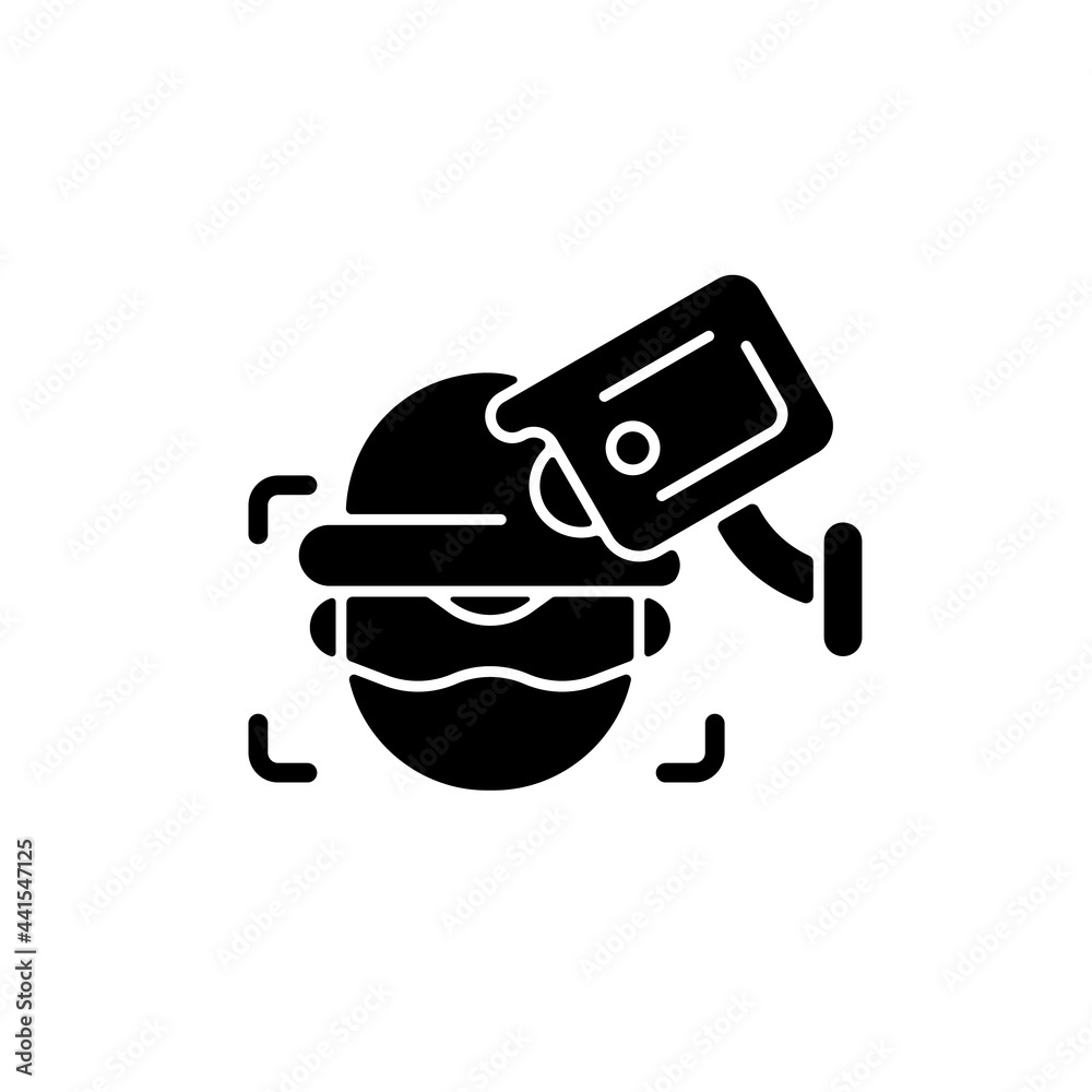 Criminal detection with surveillance camera black glyph icon. Crime ...