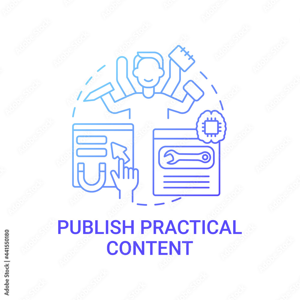 Publish practical content concept icon. Viral content creation tip ... Publish practical content concept icon. Viral content creation tip ...