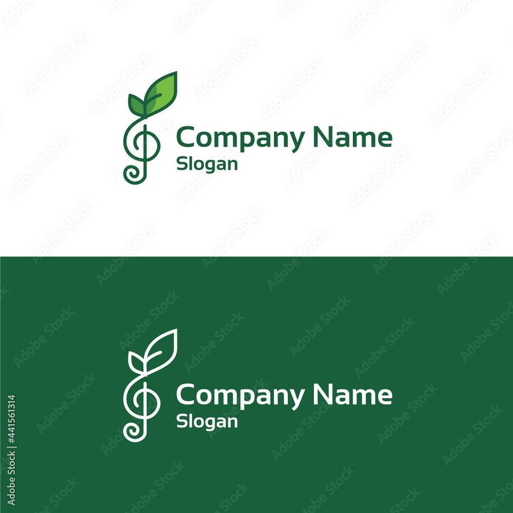 music logo leaf logo green logo Stock Vector | Adobe Stock