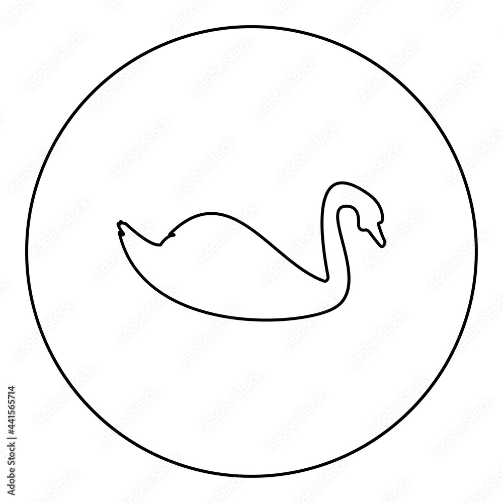 Swan bird Waterbird silhouette in circle round black color vector ...