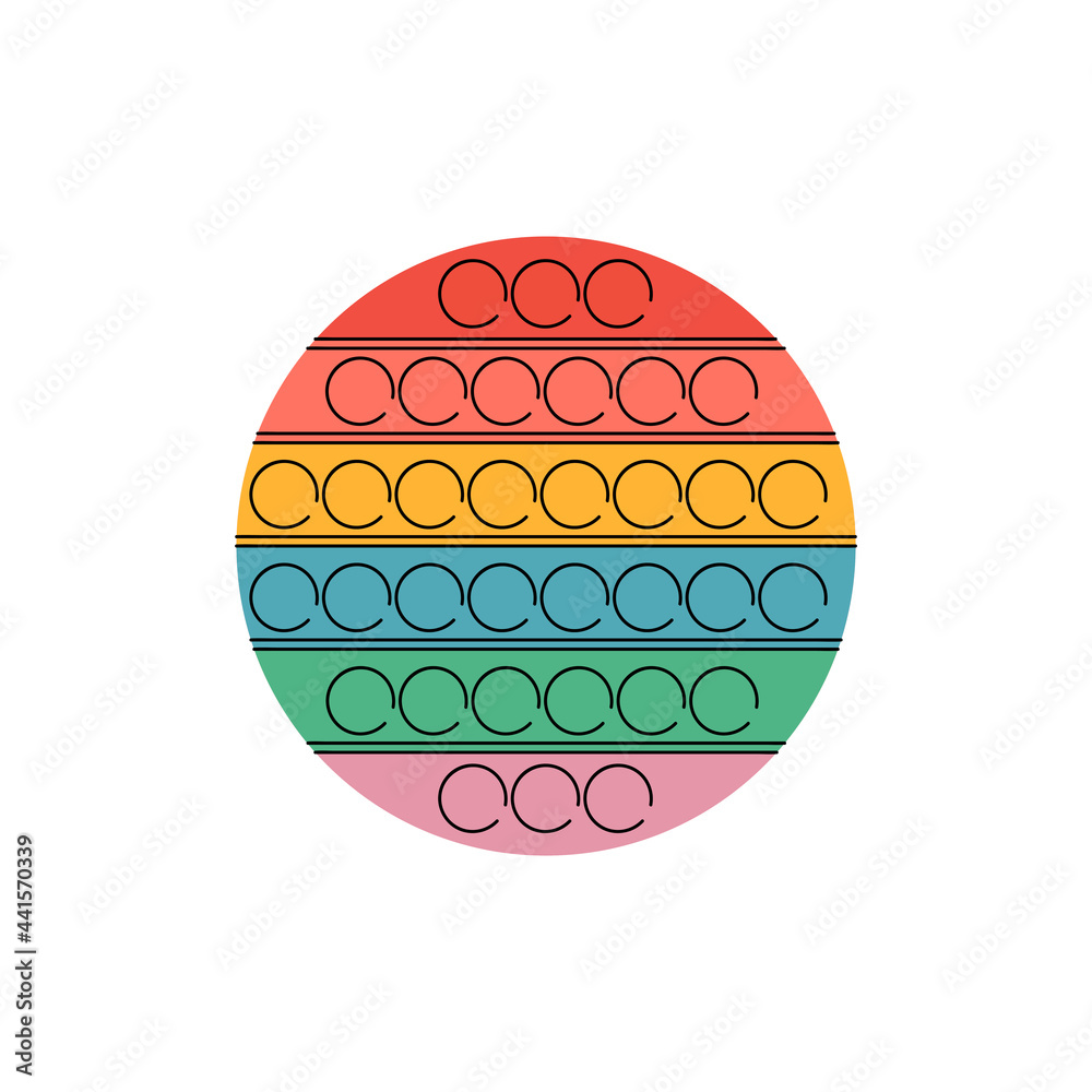 Vector illustration trendy sensory pop it fidget. Round rainbow ...