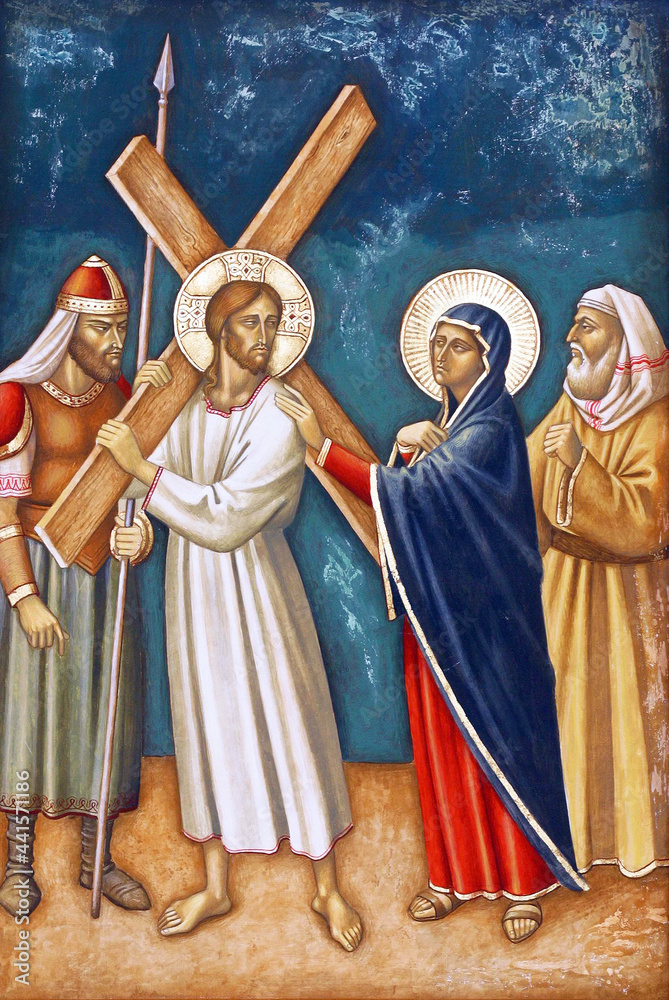 Poster 4th Stations of the Cross, Jesus meets His Mother, parish church ...