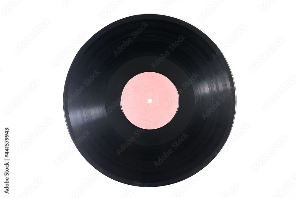 Old black vinyl records isolated on white background. with clipping ...