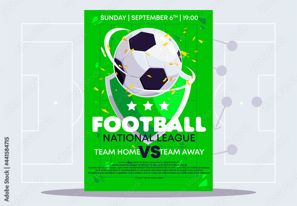Vector illustration of a template for a football match of a soccer ball ...