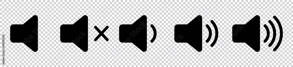 volume icons set, Sound volume sign, Speaker volume symbol, vector ...