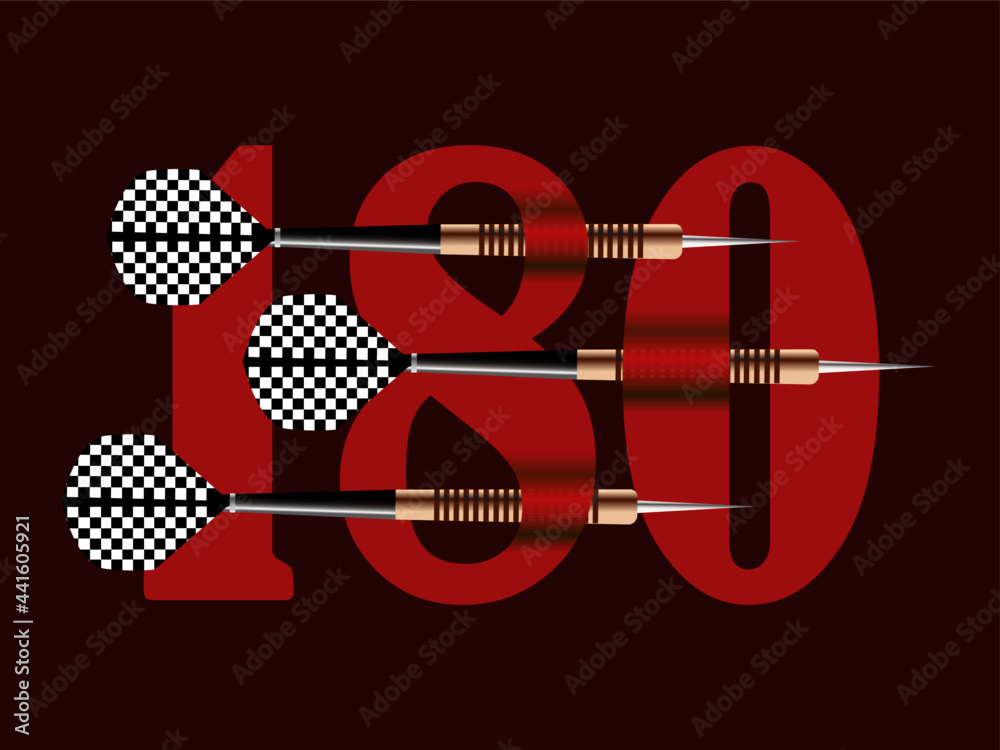 vector illustration with the image of 180 points in the game of darts ...