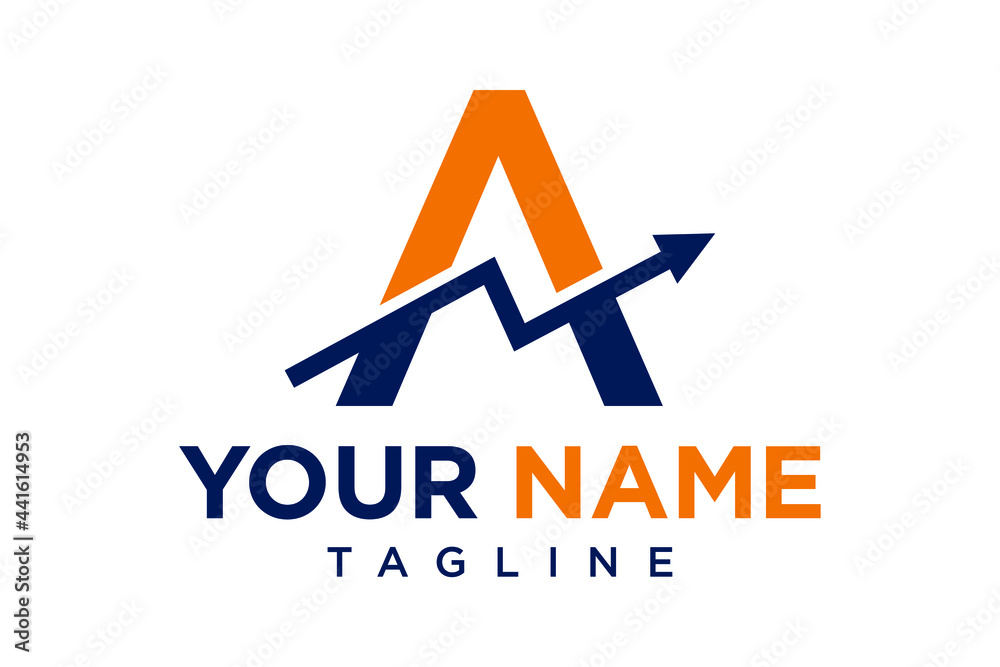 Letter A with chart arrow up concept. Very suitable in various business ...