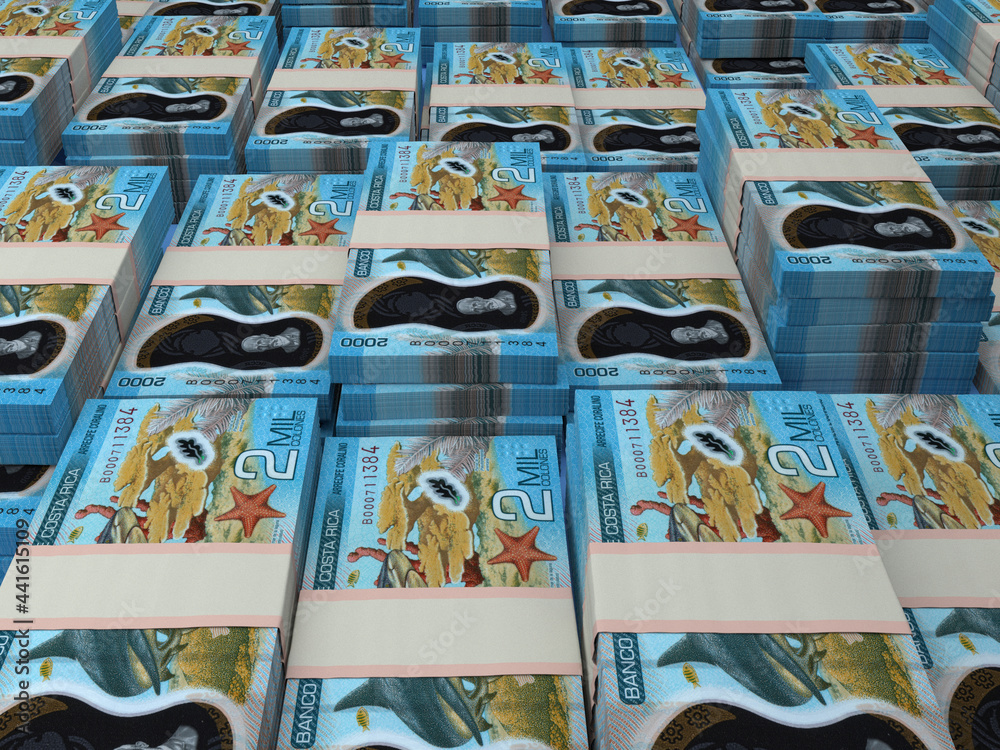 Costa Rican money. Costa Rican colon banknotes. 2000 CRC colones bills ...