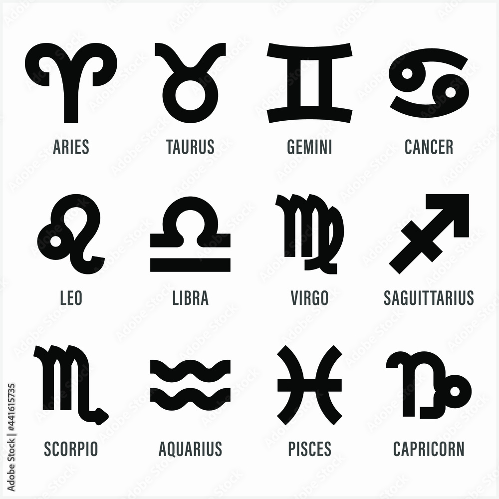 Zodiac Symbols illustration set. Stock Vector | Adobe Stock