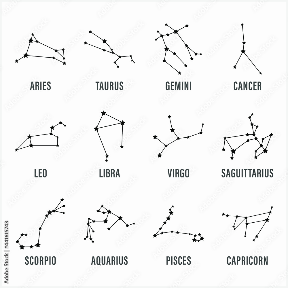 Zodiac Symbols illustration set. Stock Vector | Adobe Stock