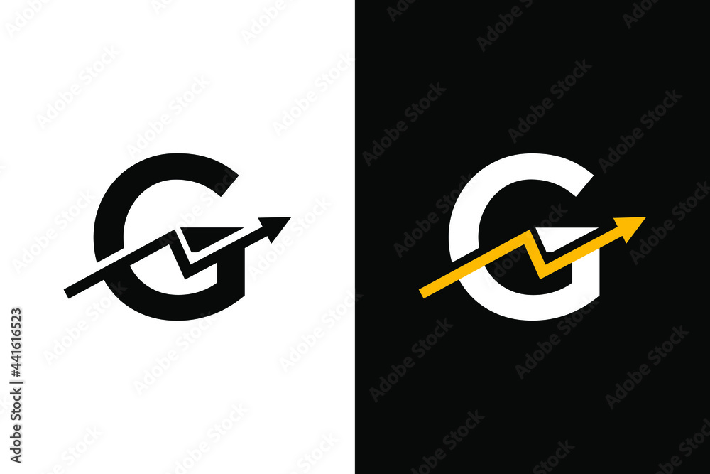 Letter G with chart arrow up concept. Very suitable in various business ...