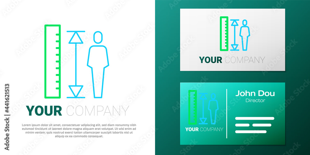 Line Measuring height body icon isolated on white background. Colorful ...