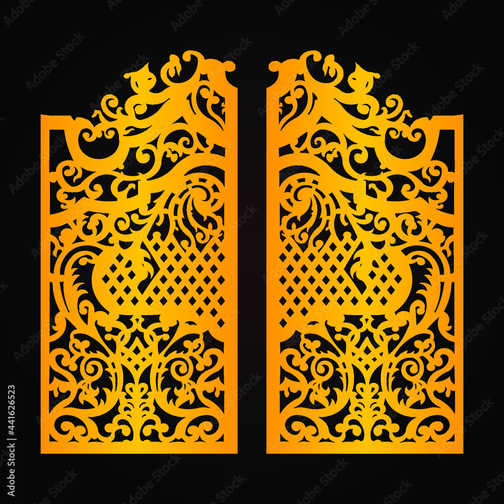 Laser cut gate panels, Modern gate design template, Creative CNC ...