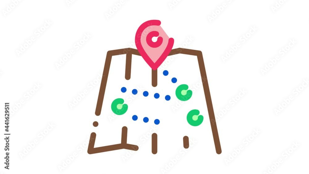 Tourist Map with Locations Icon Animation. color Tourist Map with ...