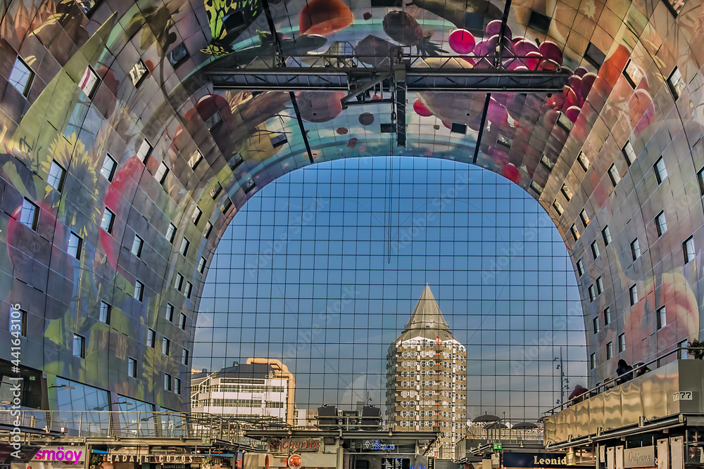 Inside famous Rotterdam Markthal - largest weekly open food market at a ...