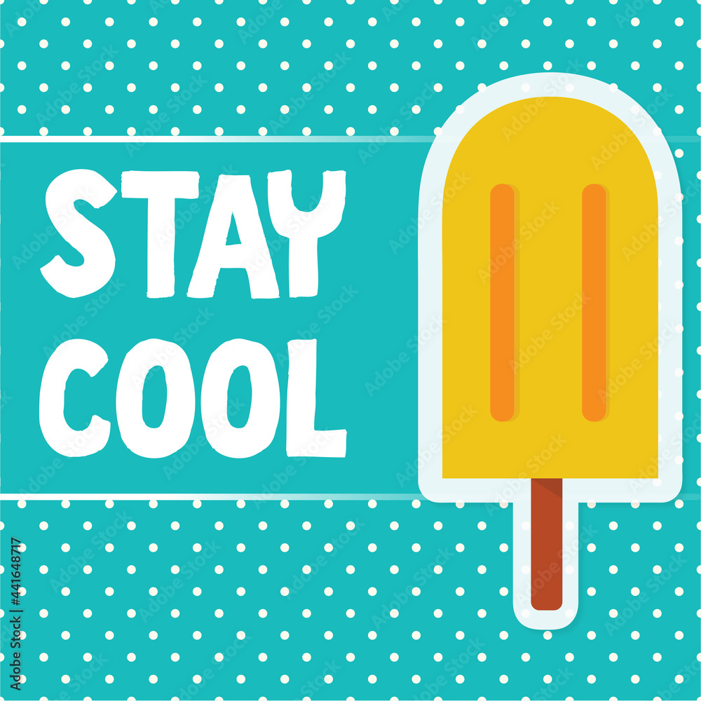 Stay Cool with an orange popsicle on an blue polka dot background ...