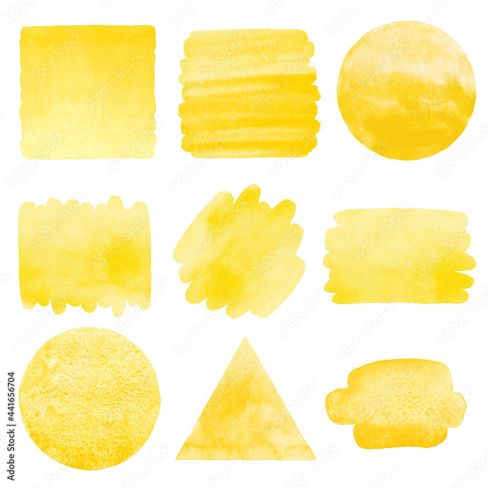 Big set, collection of various watercolor yellow backgrounds, textures ...