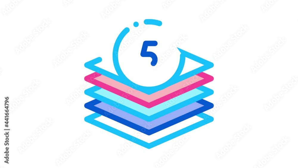 Five Layers Icon Animation. color Five Layers animated icon on white ...