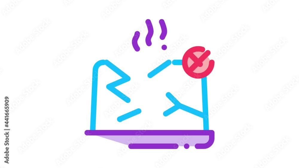 Wrecked Laptop Icon Animation. color Wrecked Laptop animated icon on ...