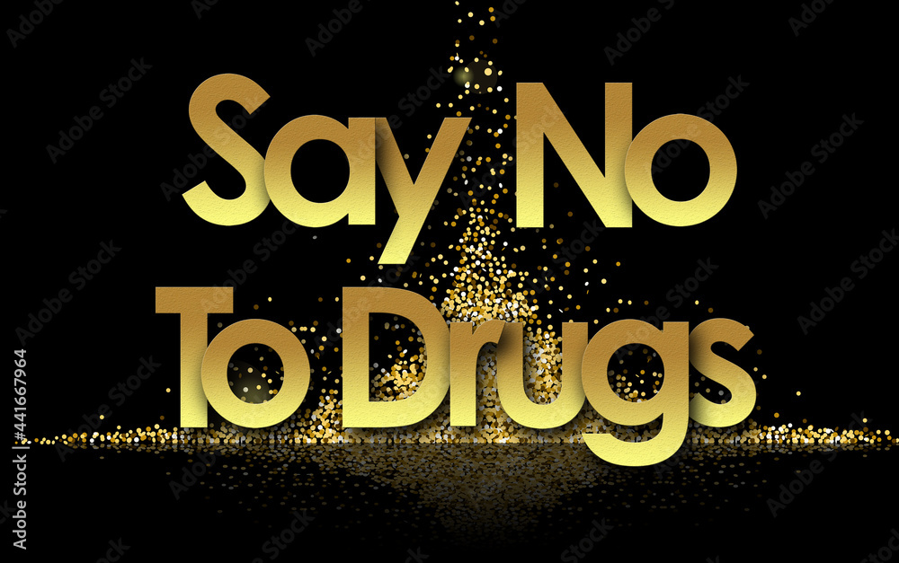 Say No To Drugs in golden stars and black background Stock Illustration ...