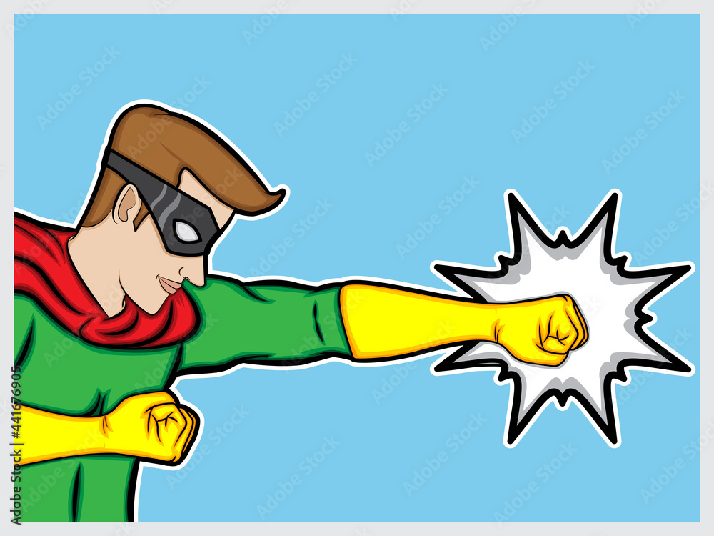 vector illustration image of a Superhero bringing out his superpowers ...