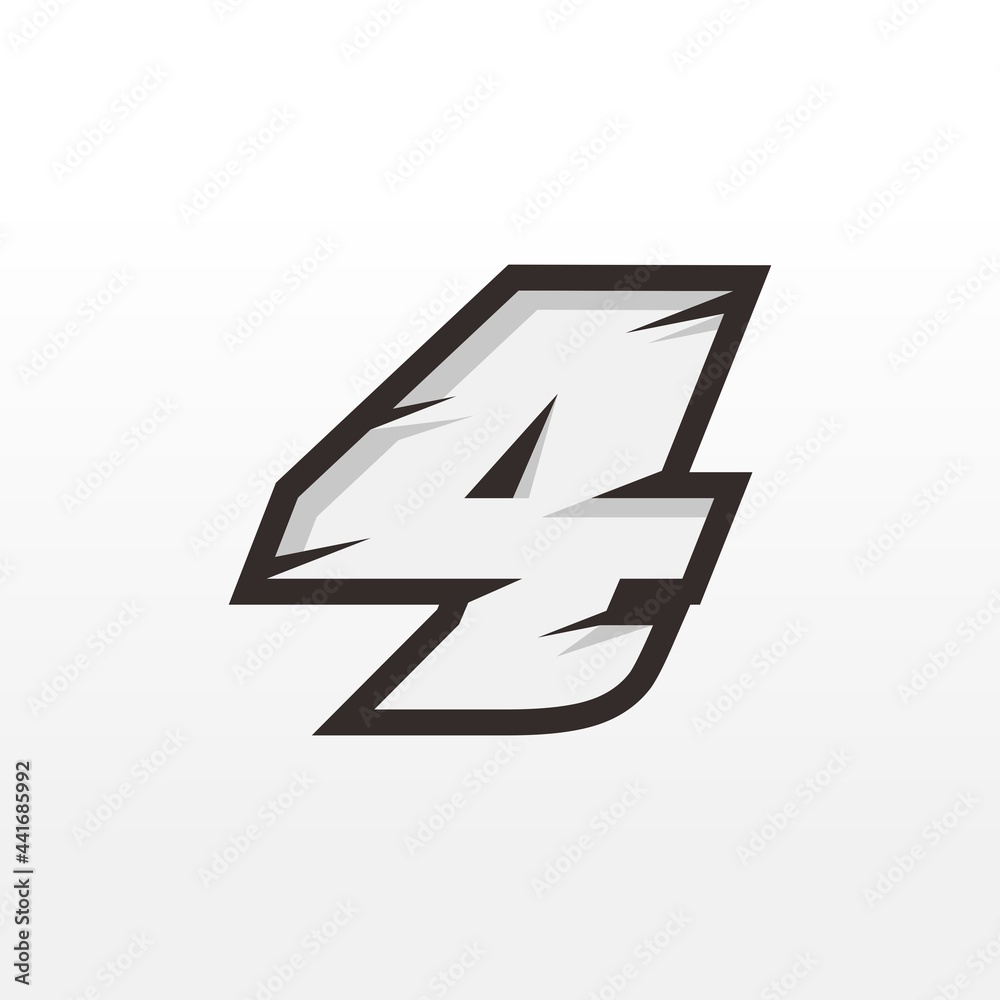 High quality racing number 4 isolated on white background Stock Vector ...