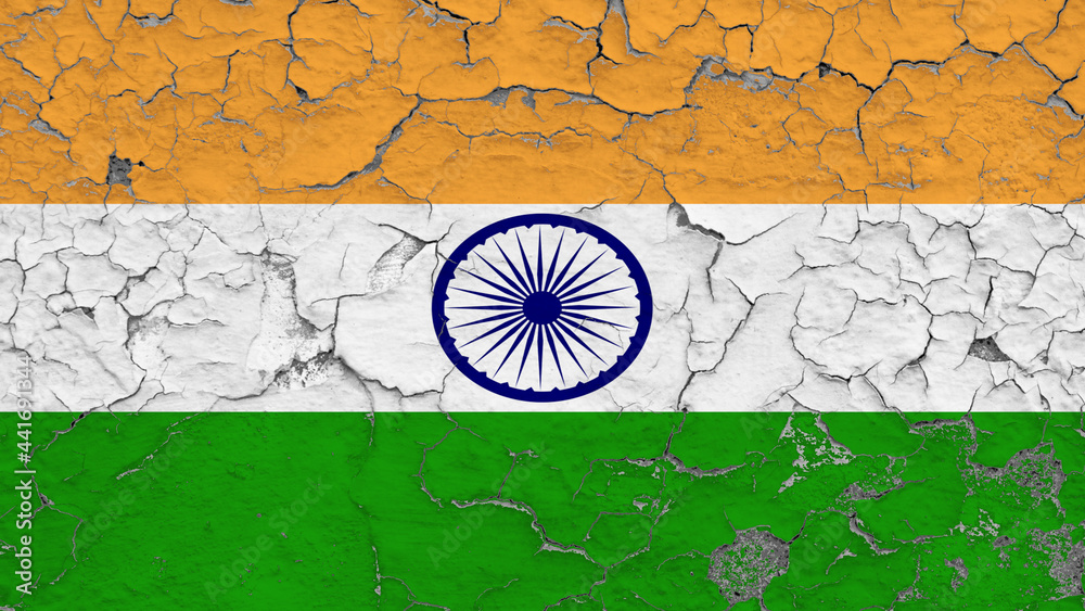 India flag on Cracked Wall texture Stock Illustration | Adobe Stock