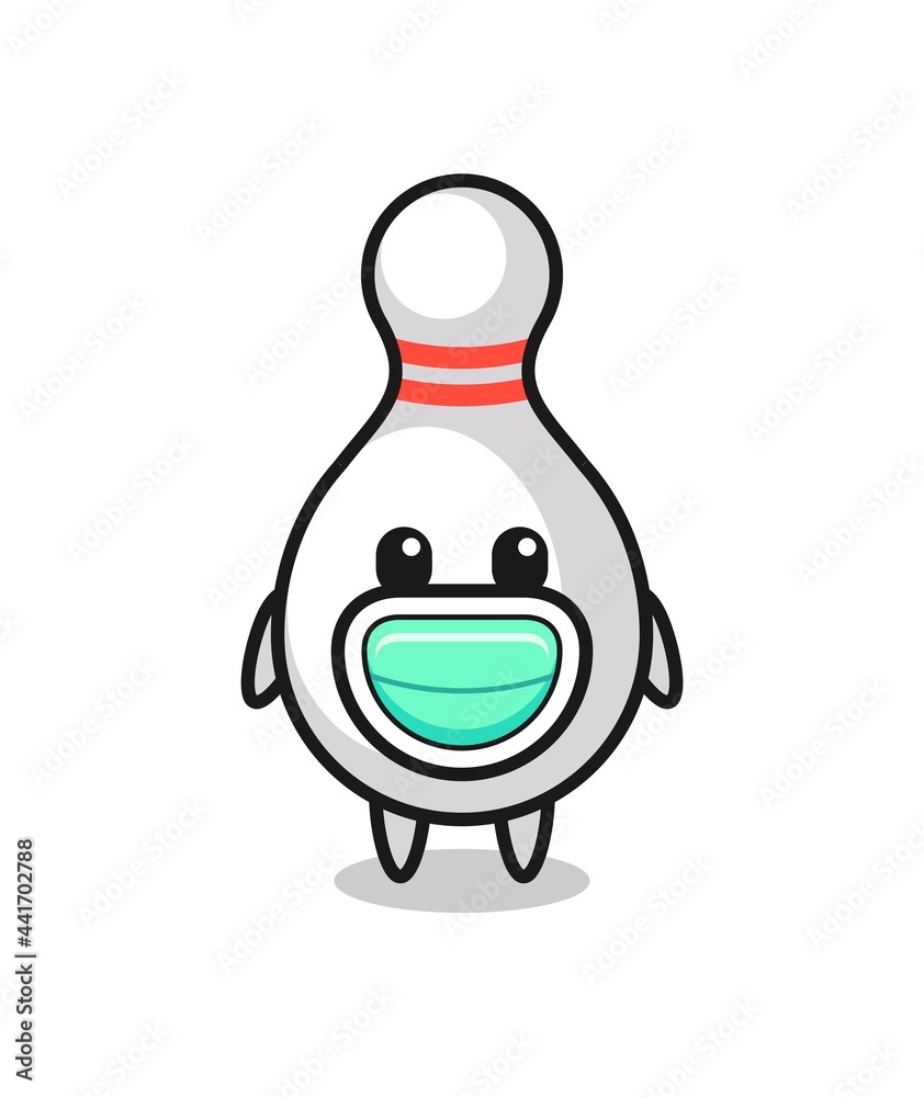cute bowling pin cartoon wearing a mask Stock Vector | Adobe Stock
