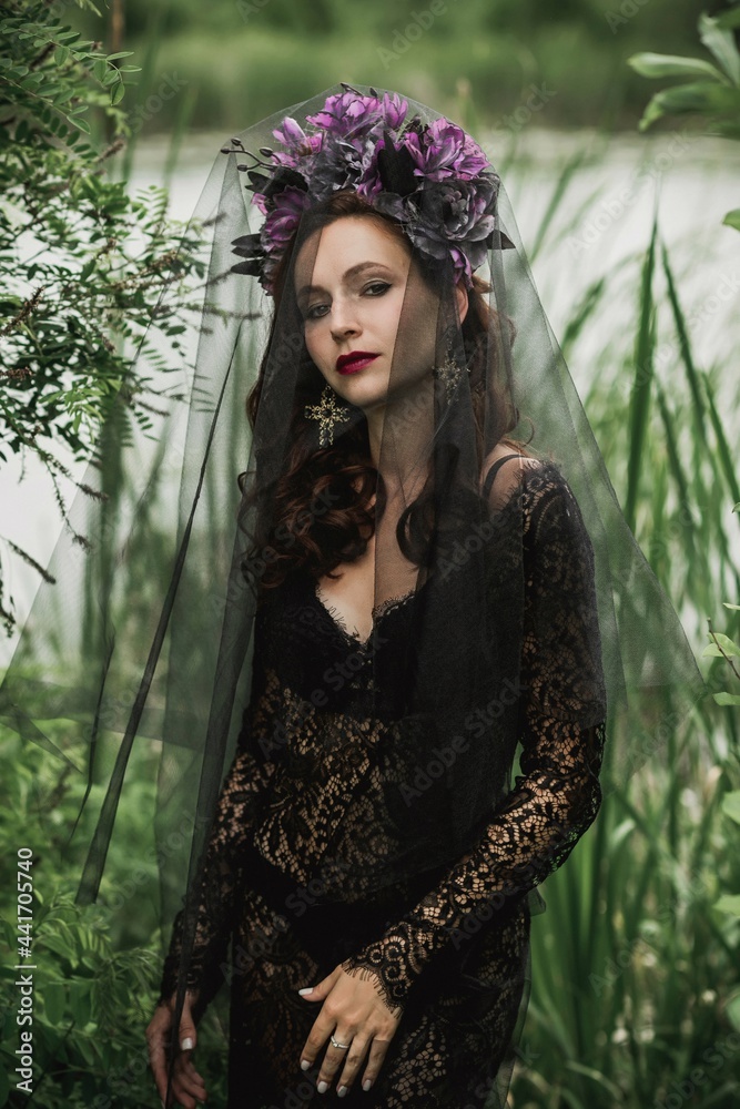 Black bride at water, Slavic rituals, pagan magic scene, old magic ...