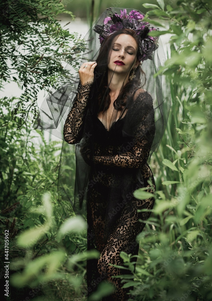 Black bride at water, Slavic rituals, pagan magic scene, old magic ...