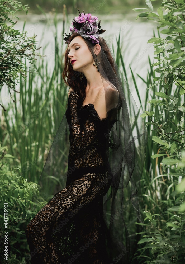 Black bride at water, Slavic rituals, pagan magic scene, old magic ...