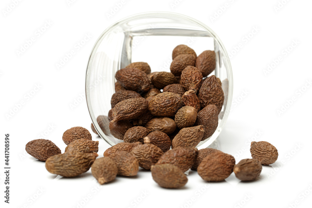 Sterculia boat seed used in chinese herbal medicine over white ...
