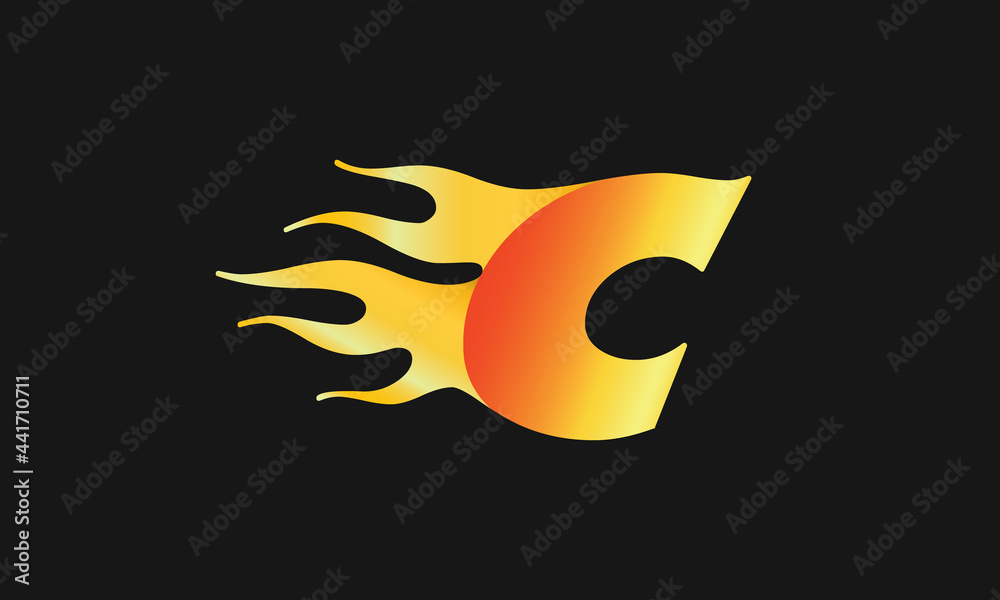 Vetor de Letter C Fire logo icon design template elements. font, symbol ...