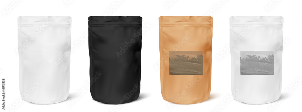 Realistic Zip Package mockups for advertising and presentation. Black ...