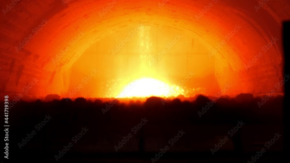 Roasting furnace. Industrial process of production of cement clinker or ...