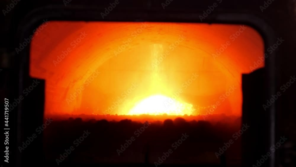 Roasting furnace. Industrial process of production of cement clinker or ...