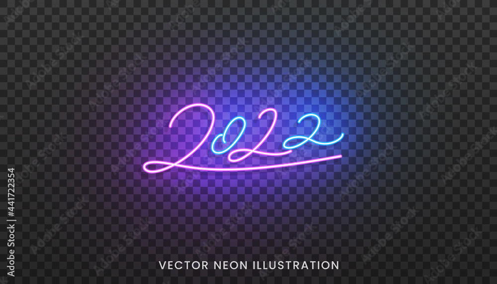 2022 neon script. Bright colorful sign for New Year 2022 Stock Vector ...