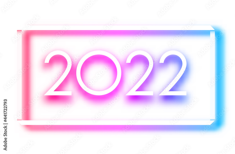 Neon 2022 sign on white background. Stock Vector | Adobe Stock
