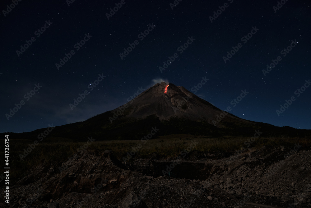 Mount Merapi erupts with high intensity at night during a full moon ...