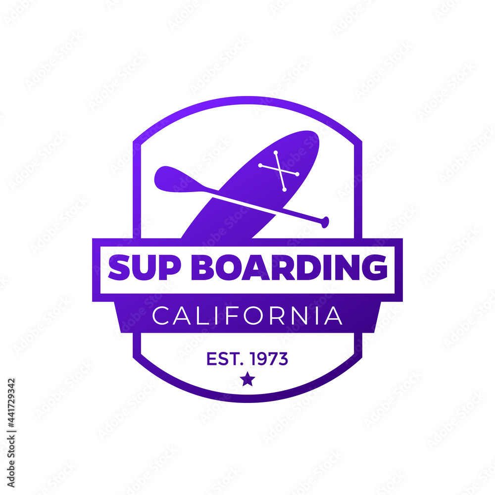 SUP Boarding logo, vector emblem Stock Vector | Adobe Stock